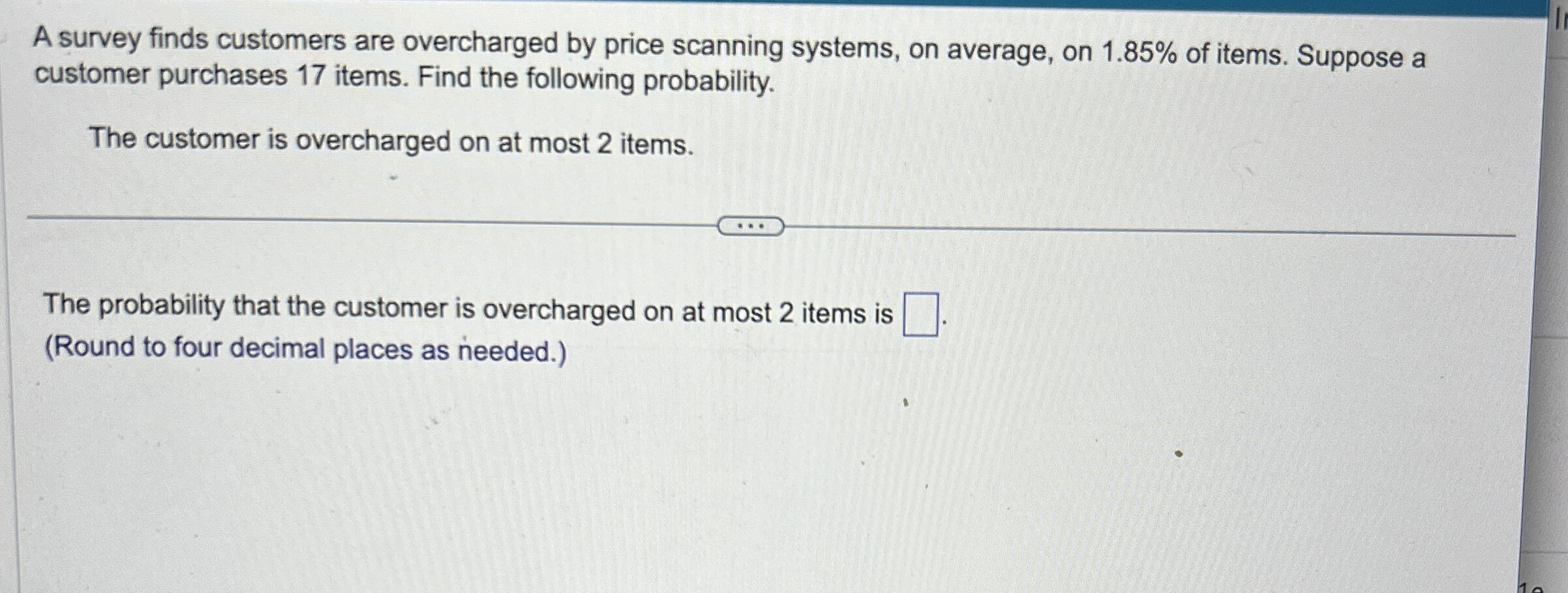 Solved A survey finds customers are overcharged by price | Chegg.com