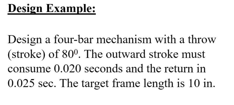 Solved Design Example:Design a four-bar mechanism with a | Chegg.com