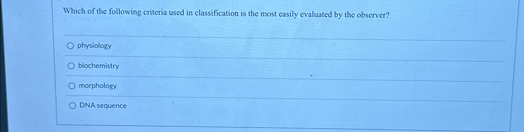 Solved Which of the following criteria used in | Chegg.com