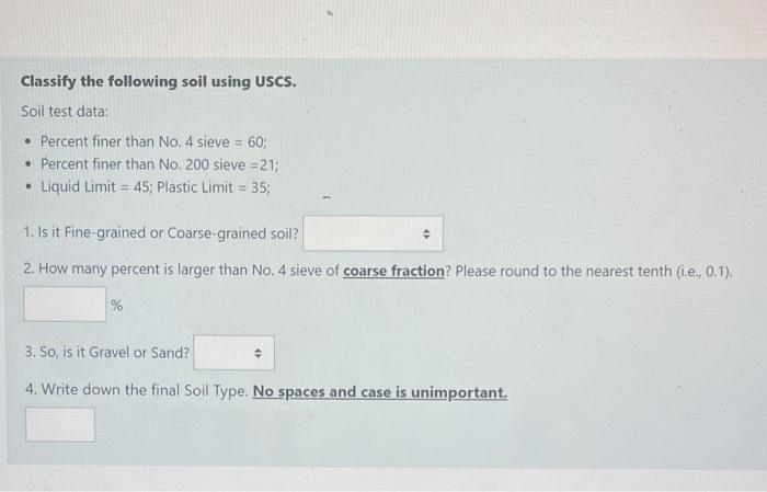 Solved Classify the following soil using USCS. Soil test | Chegg.com