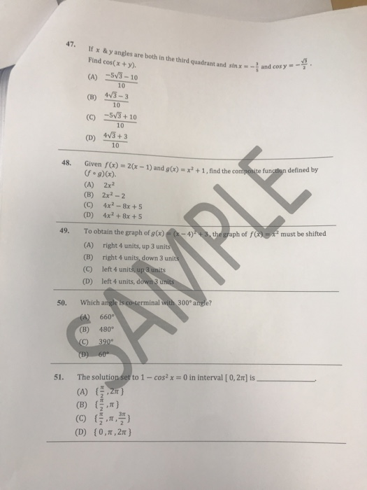 Solved 47 If x & y angles are both in the third quadrant and | Chegg.com