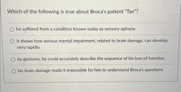 Solved Which of the following is true about Broca's patient | Chegg.com