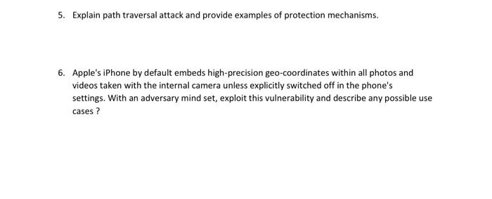 Solved 5. Explain path traversal attack and provide examples | Chegg.com