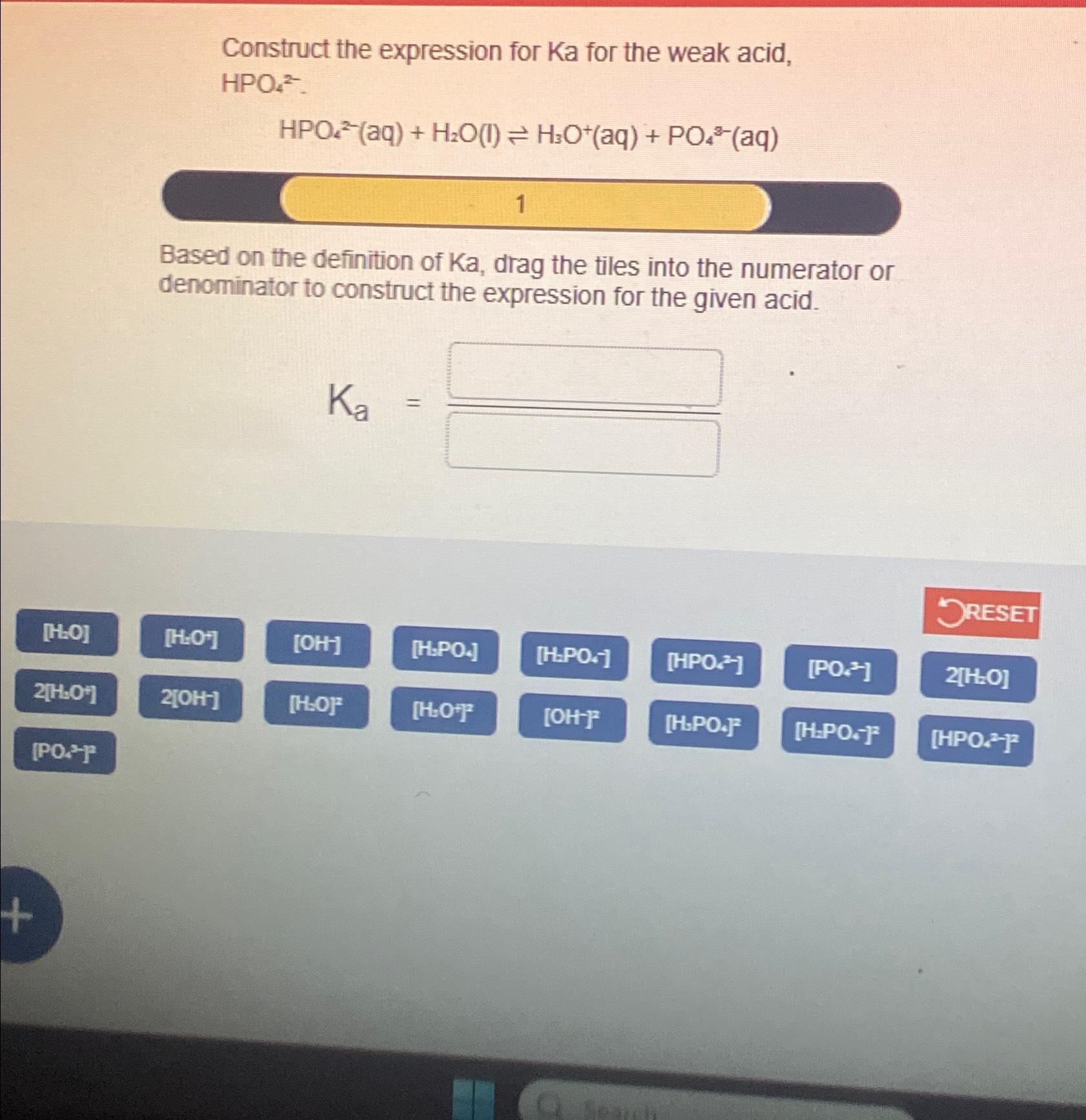 Solved Construct the expression for Ka for the weak acid, | Chegg.com