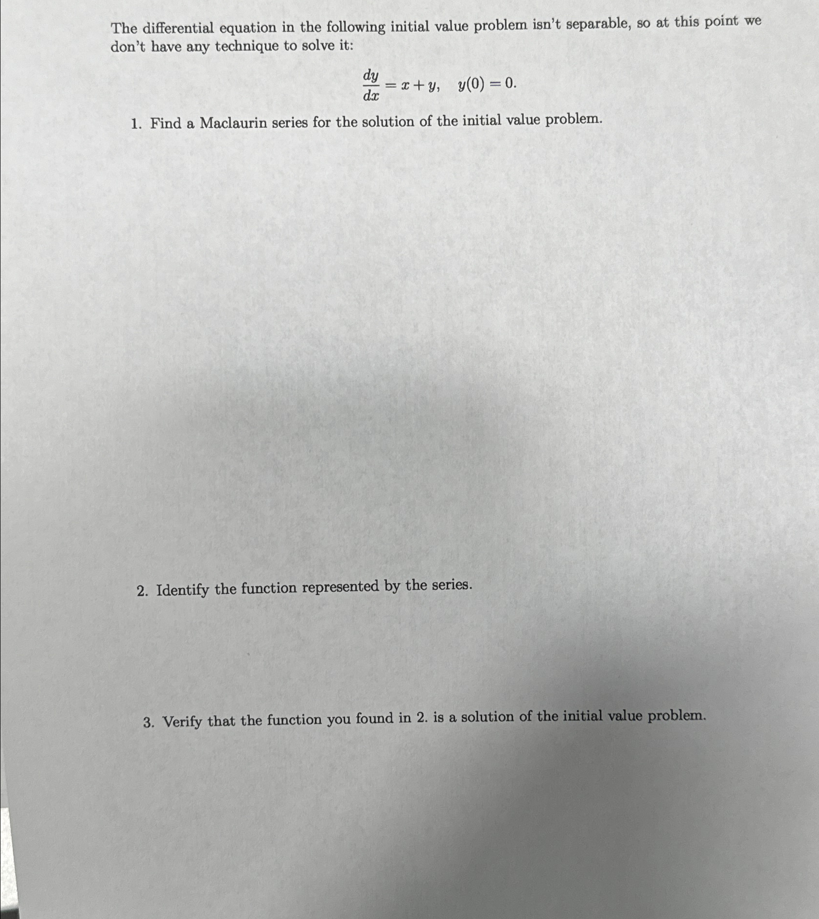 Solved The differential equation in the following initial | Chegg.com