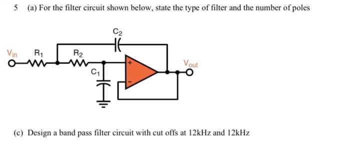 Solved 5 (a) For the filter circuit shown below, state the | Chegg.com