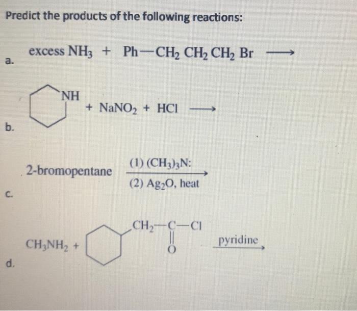 Solved Predict the products of the following reactions: | Chegg.com