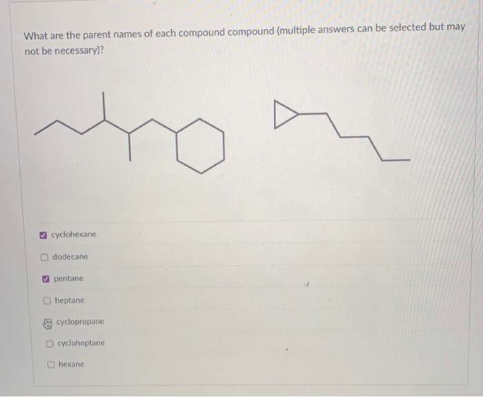 Solved What are the parent names of each compound compound | Chegg.com
