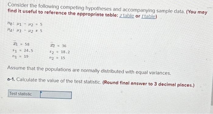 Solved Consider the following competing hypotheses and | Chegg.com