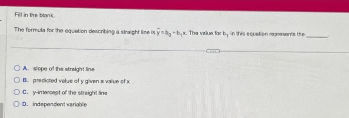 Solved The formula for the equation describing a straight | Chegg.com