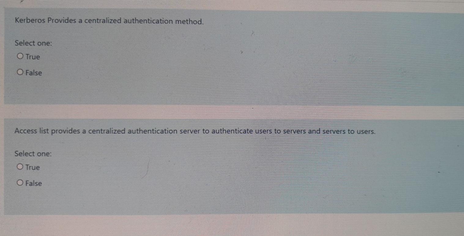 Solved Kerberos Provides a centralized authentication | Chegg.com