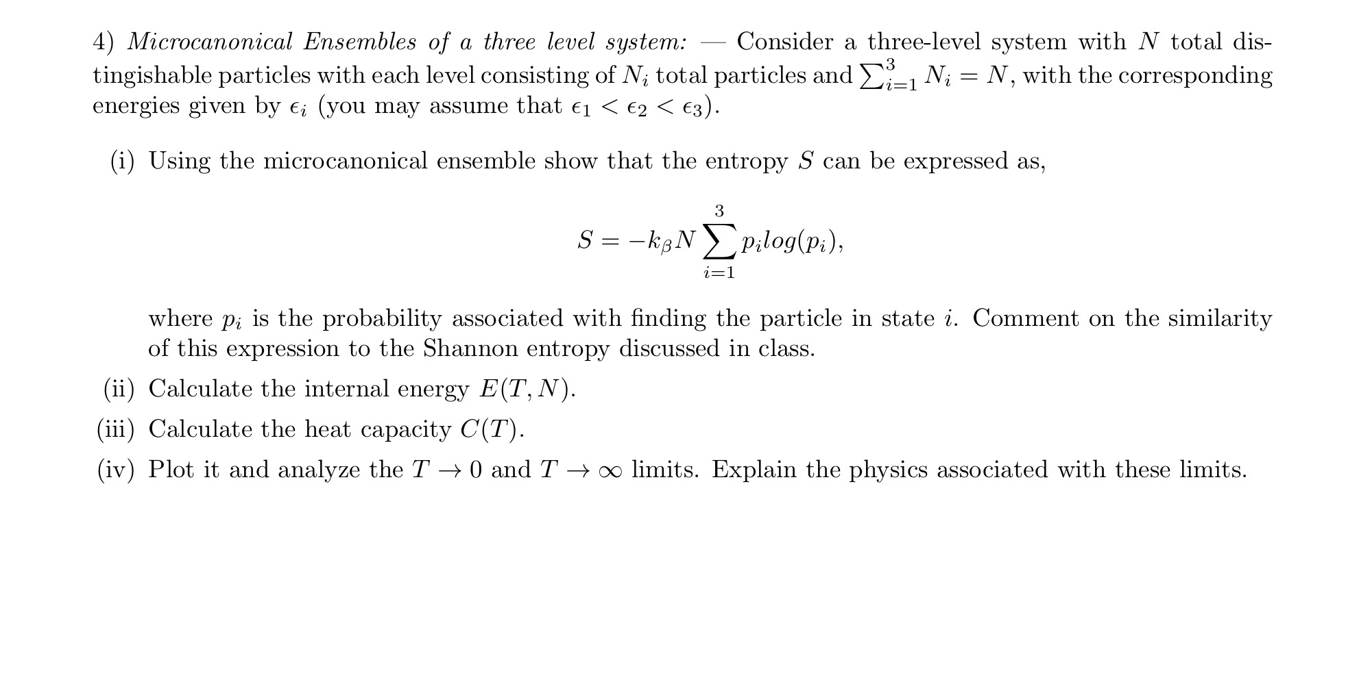 Solved Microcanonical Ensembles of a three level system: - | Chegg.com