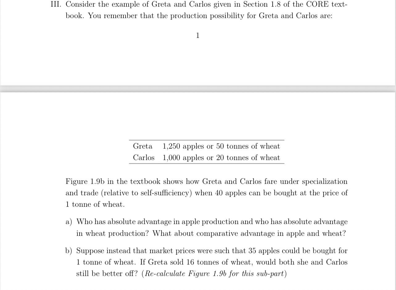 Solved How to solve III. Consider the example of Greta and | Chegg.com