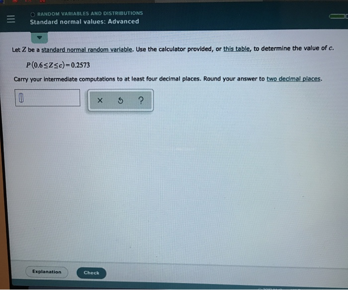 Solved O RANDOM VARIABLES AND DISTRIBUTIONS Standard normal | Chegg.com