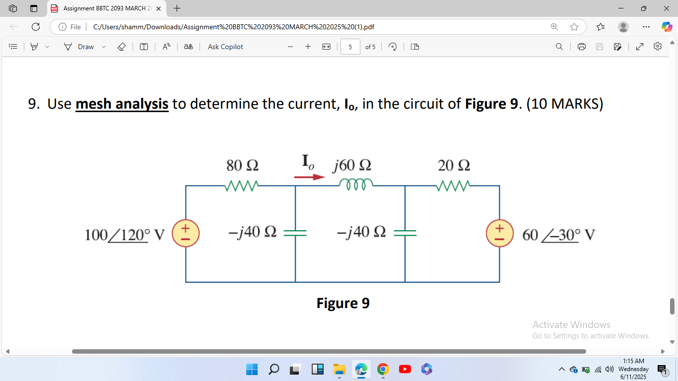 Solved 9. ﻿Use mesh analysis to determine the current, | Chegg.com