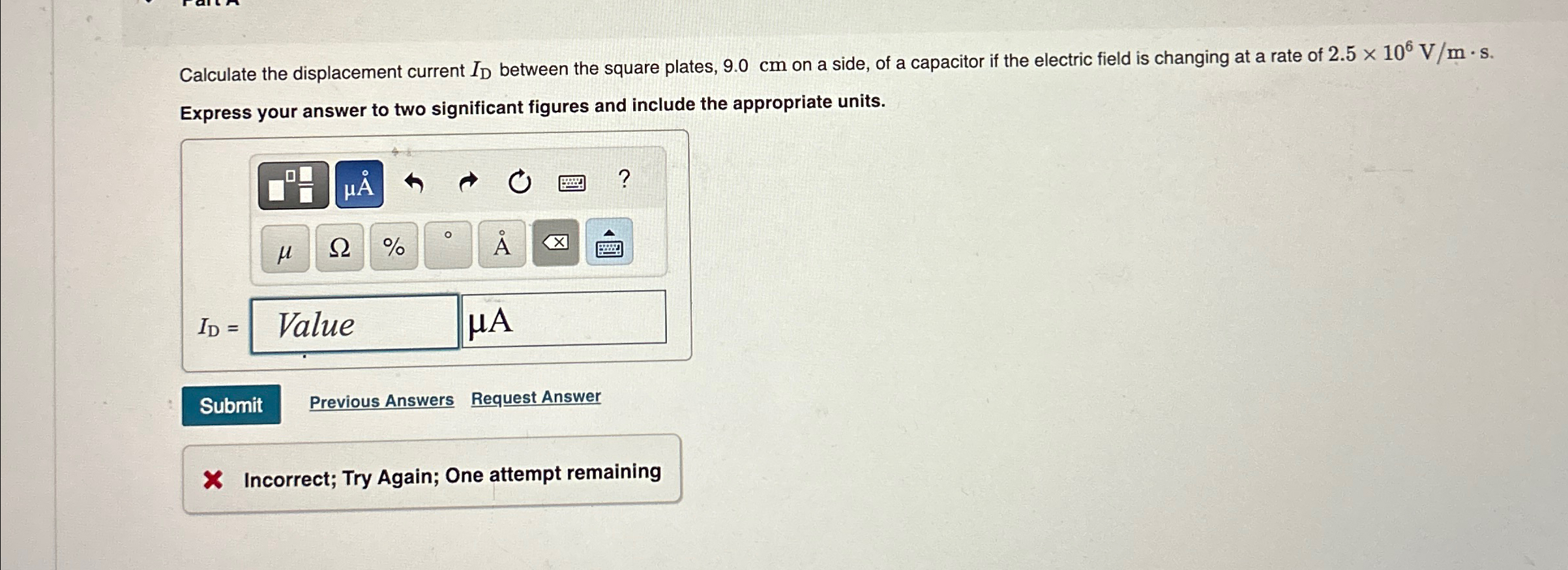 Solved Calculate the displacement current ID ﻿between the | Chegg.com