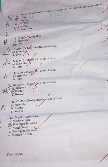 Solved 5. (4 pes) The chemical formula for Titanium (IV) | Chegg.com