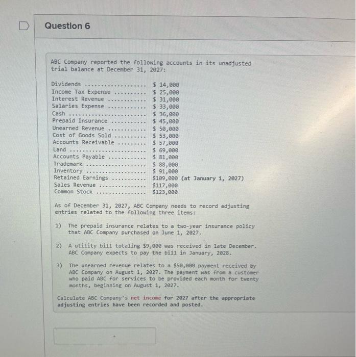 Solved ABC Company reported the following accounts in its | Chegg.com