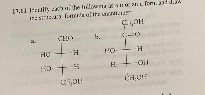 Solved 17.11 Identify each of the following as a D or an L | Chegg.com