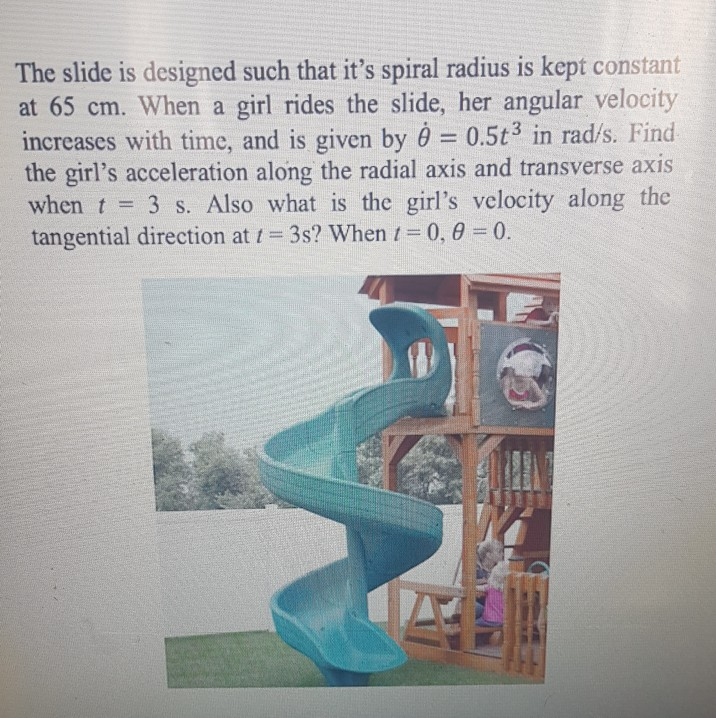 Solved The slide is designed such that it's spiral radius is | Chegg.com