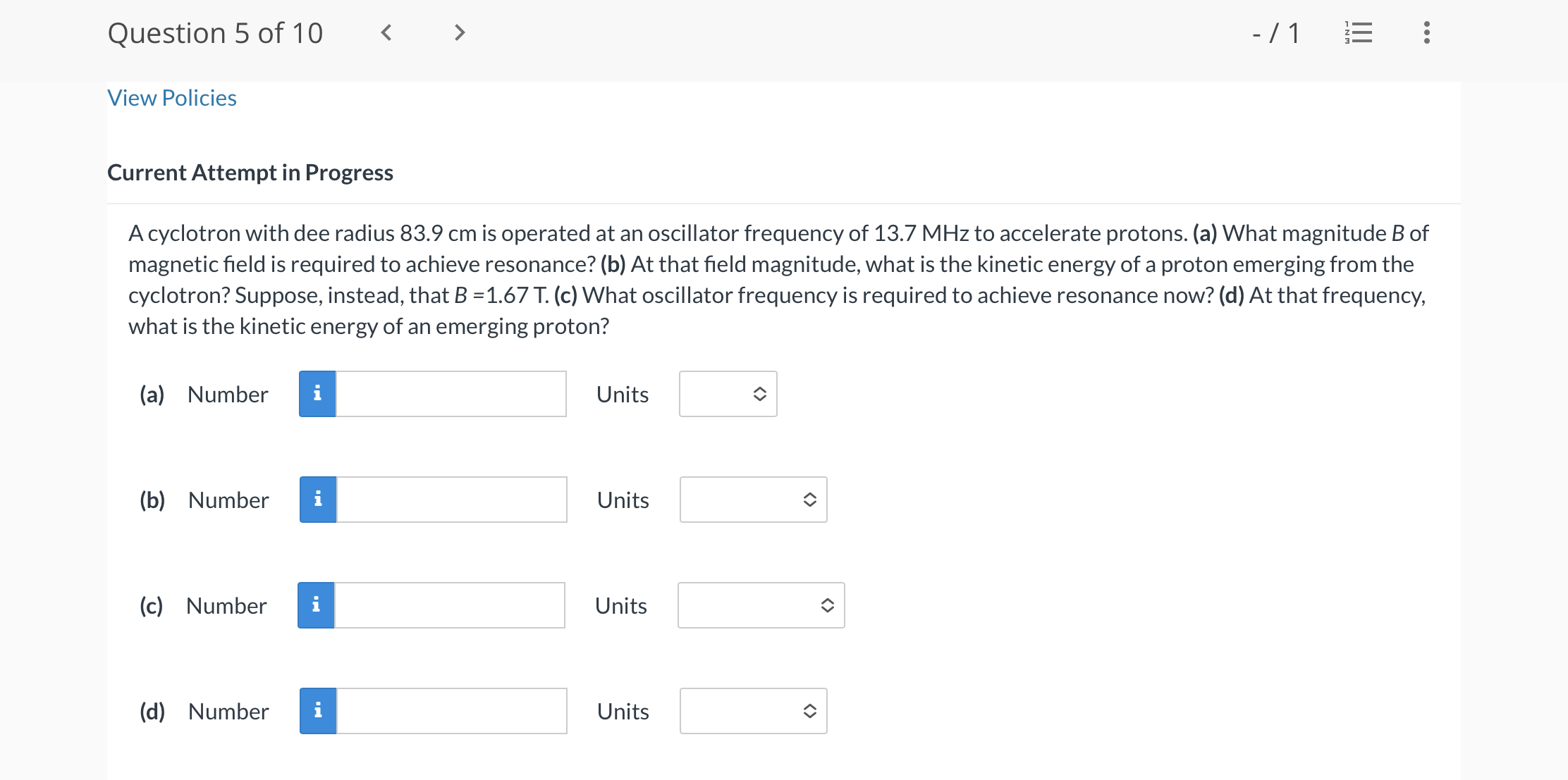 Solved Current Attempt in ProgressA cyclotron with dee | Chegg.com