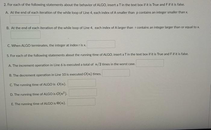 Consider the following pseudocode ALGO which takes as | Chegg.com
