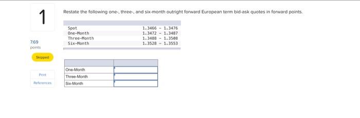 Solved Restate the following one-, three-, and six-month | Chegg.com