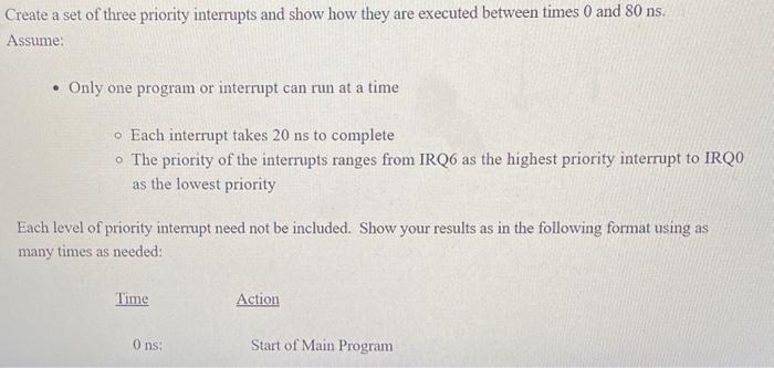 Solved Create a set of three priority interrupts and show | Chegg.com