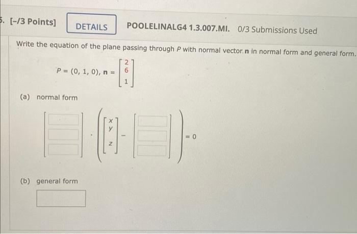 Solved Write The Equation Of The Plane Passing Through P