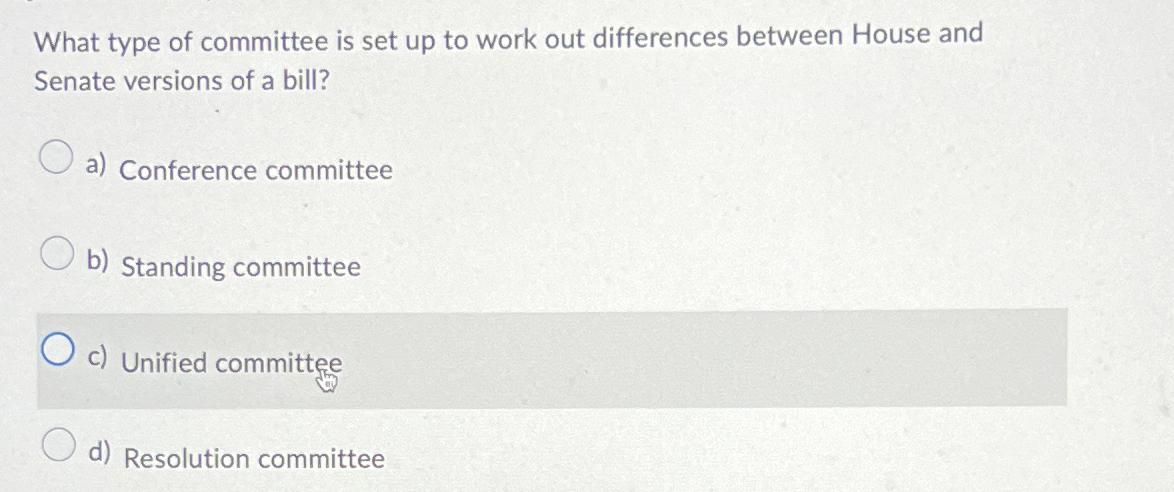 Solved What type of committee is set up to work out | Chegg.com