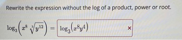 Solved Rewrite the expression without the log of a product, | Chegg.com