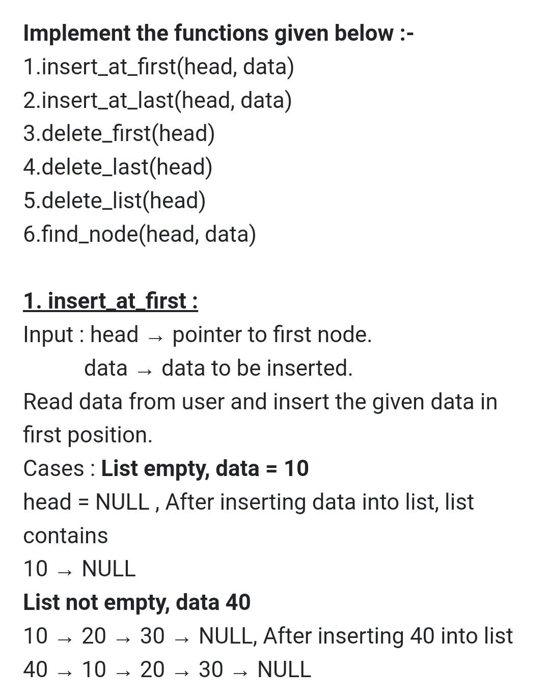 Solved Implement the functions given below :- | Chegg.com