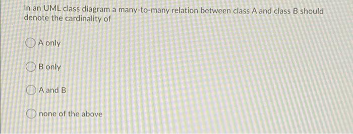 Solved In an UML class diagram a many-to-many relation | Chegg.com