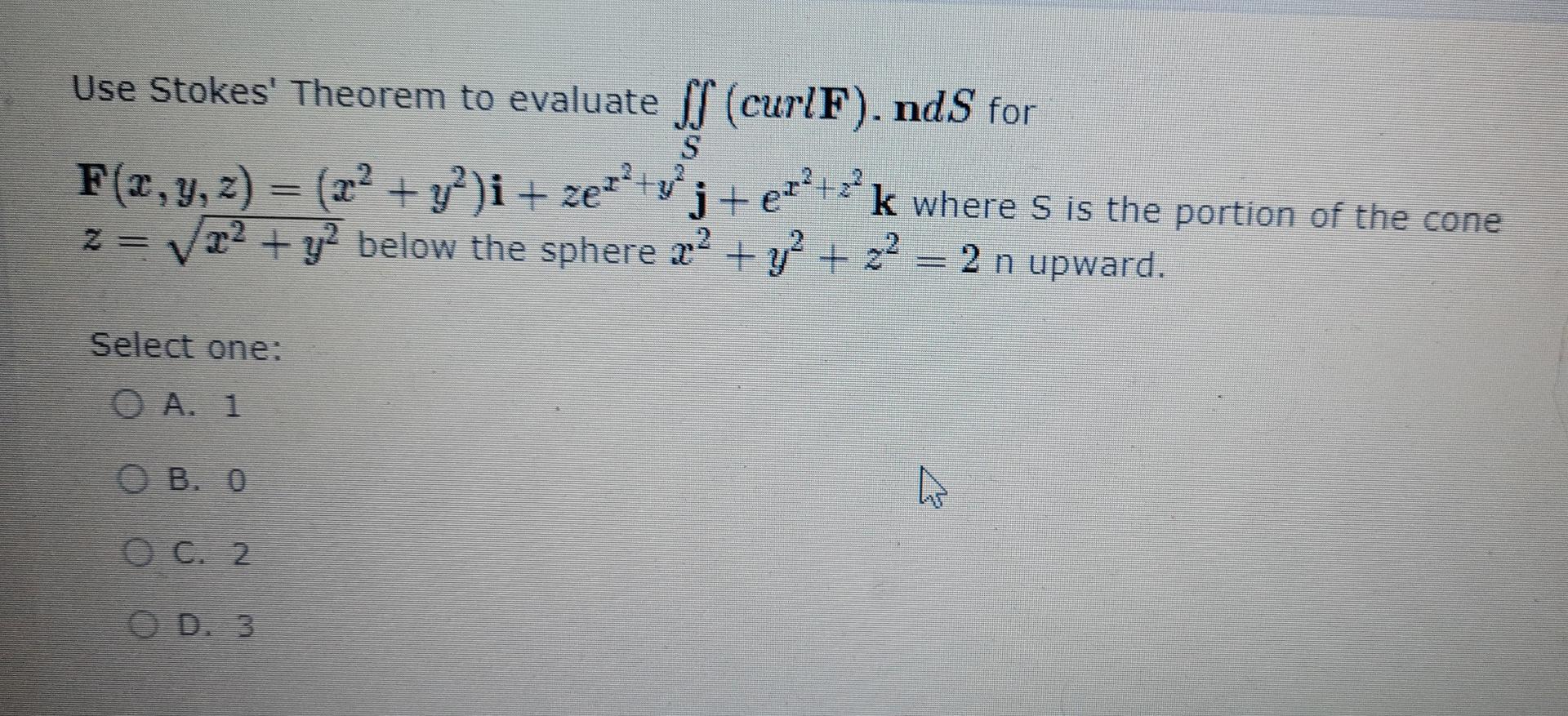 Solved Use Stokes' Theorem to evaluate ff (curlF). ndS for S | Chegg.com