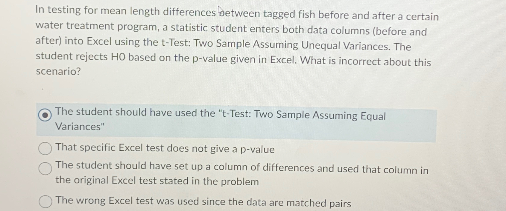 Solved In testing for mean length differences of ween tagged | Chegg.com