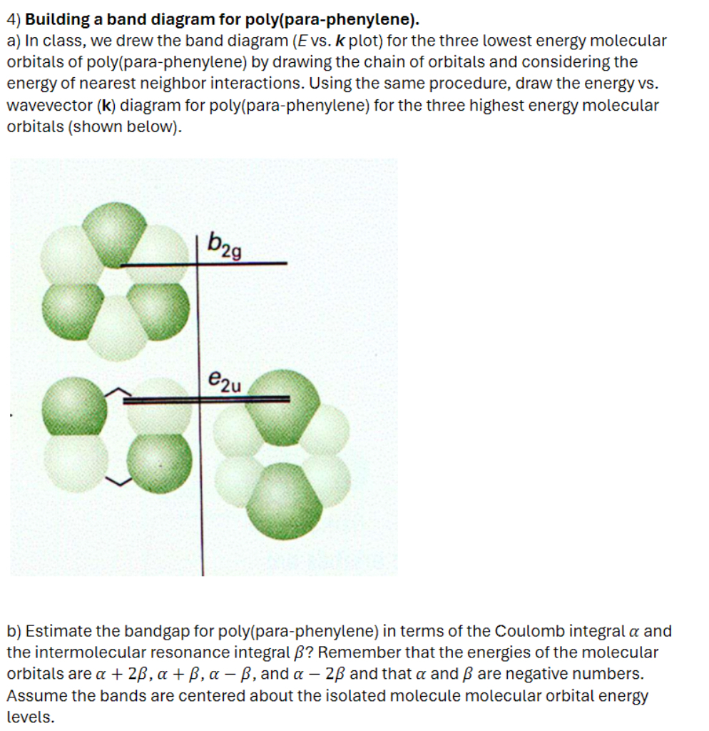 Solved Building a band diagram for poly(para-phenylene).a) | Chegg.com