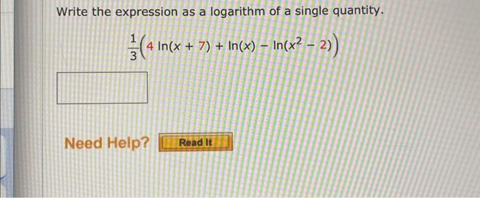 Solved Write the expression as a logarithm of a single | Chegg.com