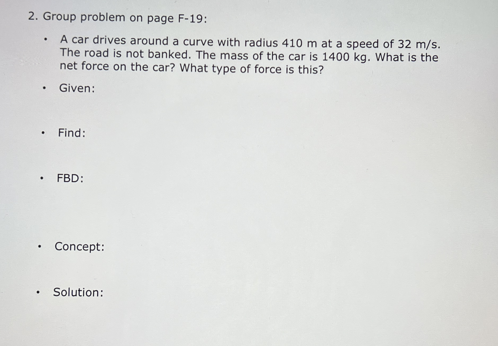 Solved Group problem on page F-19 ﻿:A car drives around a | Chegg.com