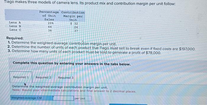Solved 1. Determine the weighted-average contribution margin | Chegg.com