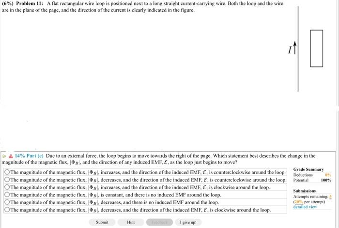 Solved (6\%) Problem 11: A flat reetangular wire loop is | Chegg.com