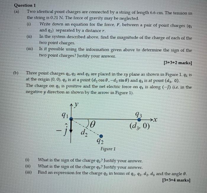 Solved Question 1 (a) Two identical point charges are | Chegg.com