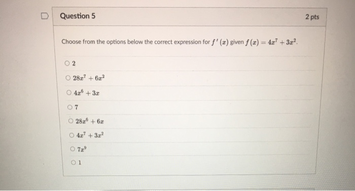 Solved Choose from the options below the correct expression | Chegg.com