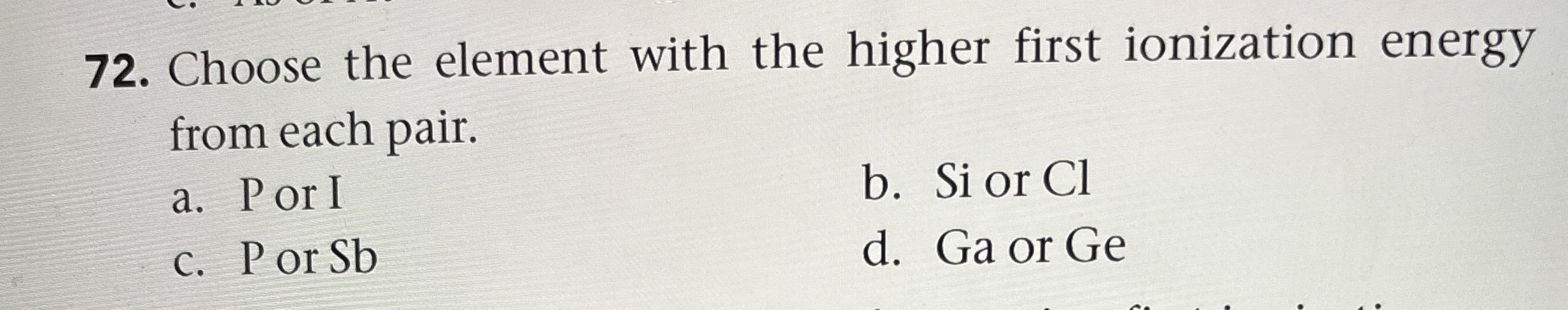 Solved Choose the element with the higher first ionization | Chegg.com