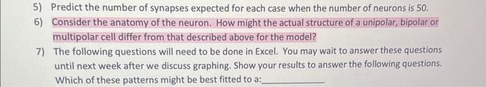 Solved 5) Predict the number of synapses expected for each | Chegg.com