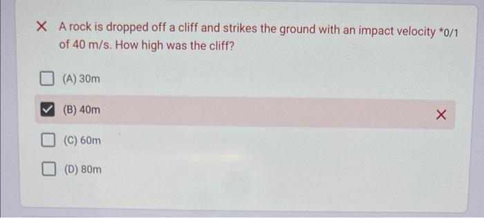 Solved × A rock is dropped off a cliff and strikes the | Chegg.com