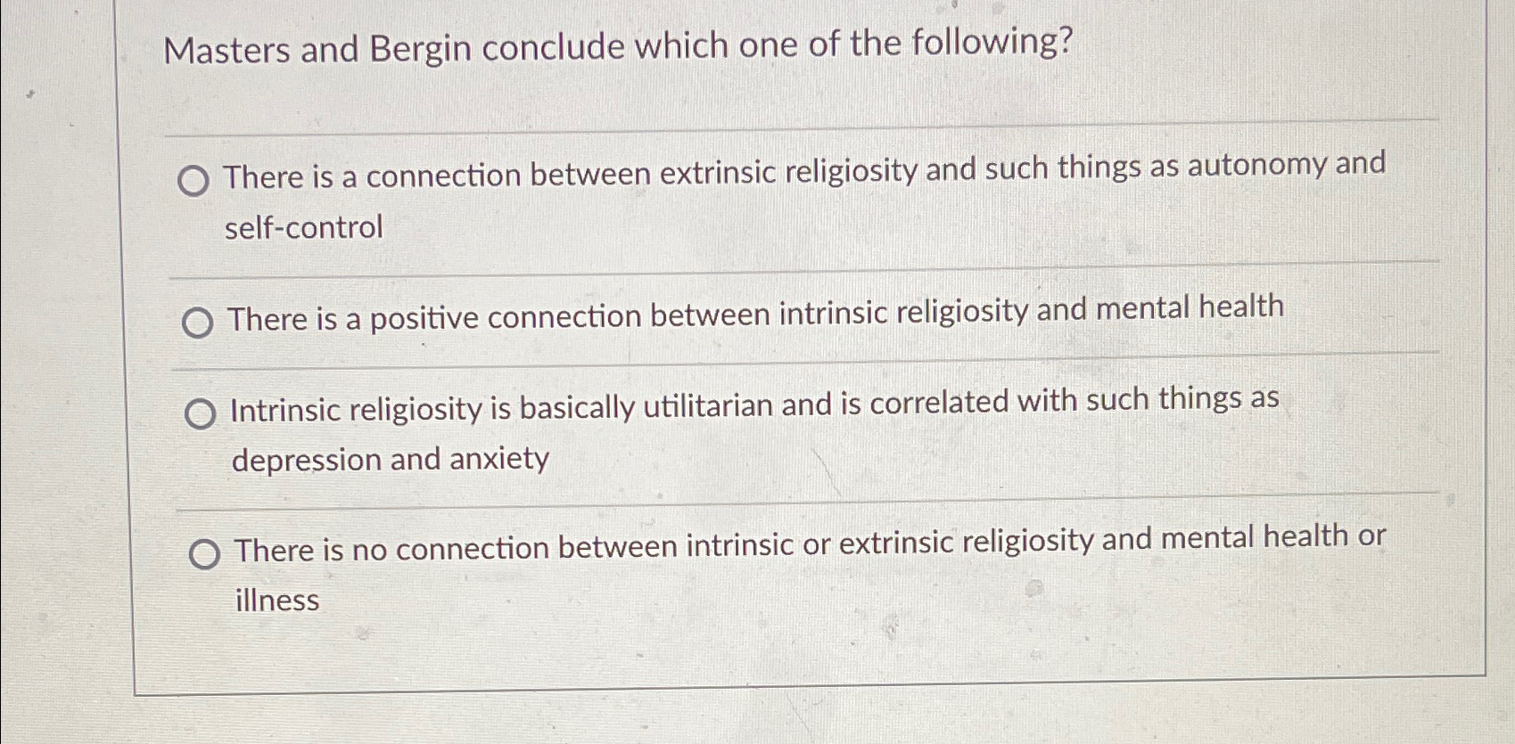 Solved Masters and Bergin conclude which one of the | Chegg.com