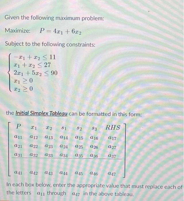 Solved Given the following maximum problem: Maximize: P = | Chegg.com