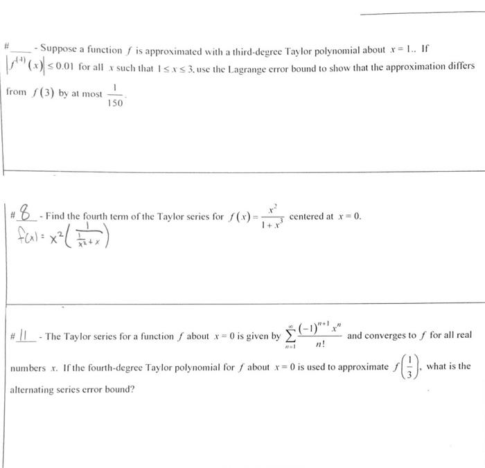 Solved \#__ - Suppose a function f is approximated with a | Chegg.com