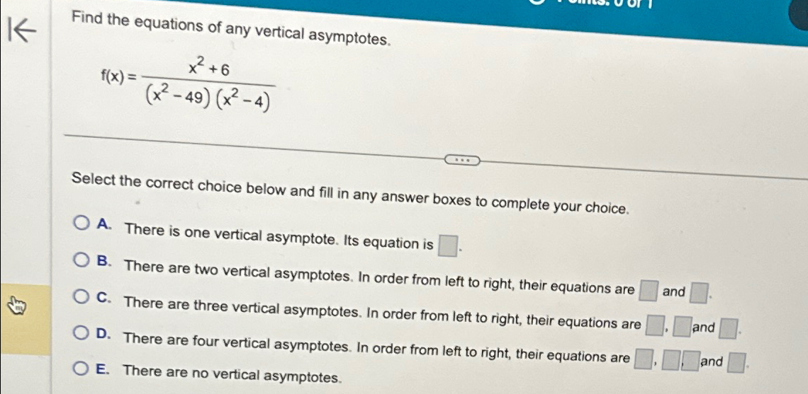 Find the equations of any vertical | Chegg.com