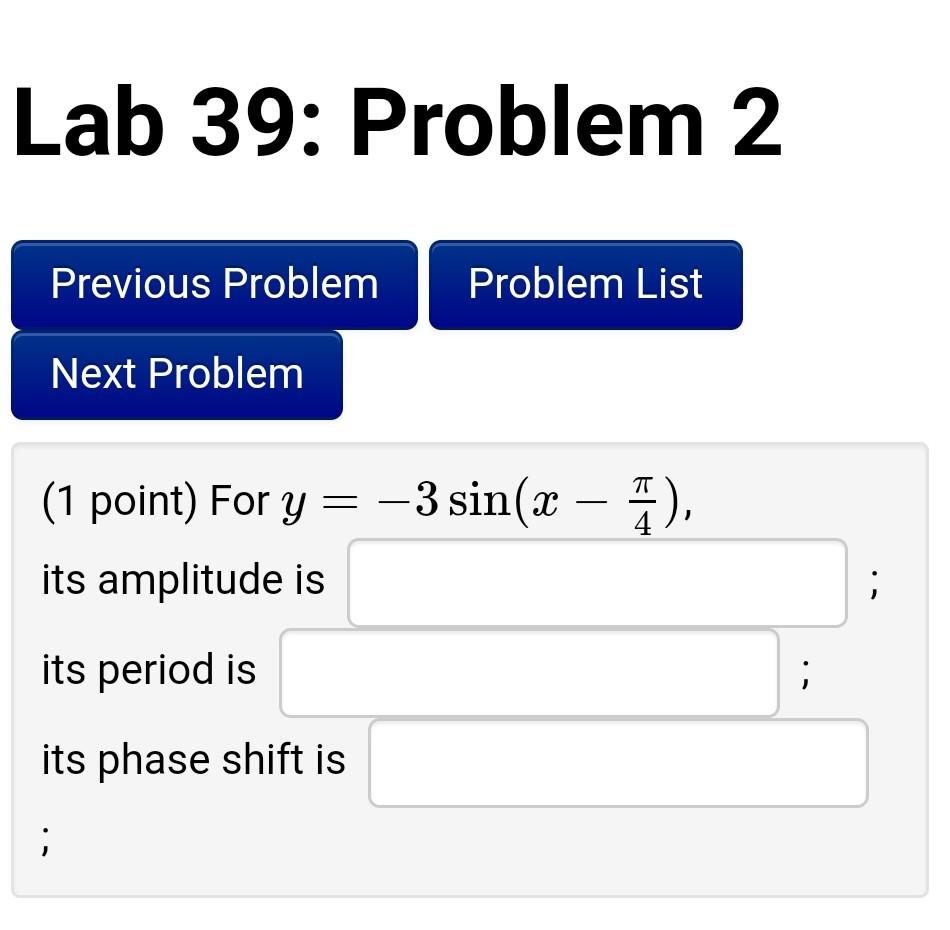 Solved Lab 39 Problem 1 Previous Problem Problem List Next 5867